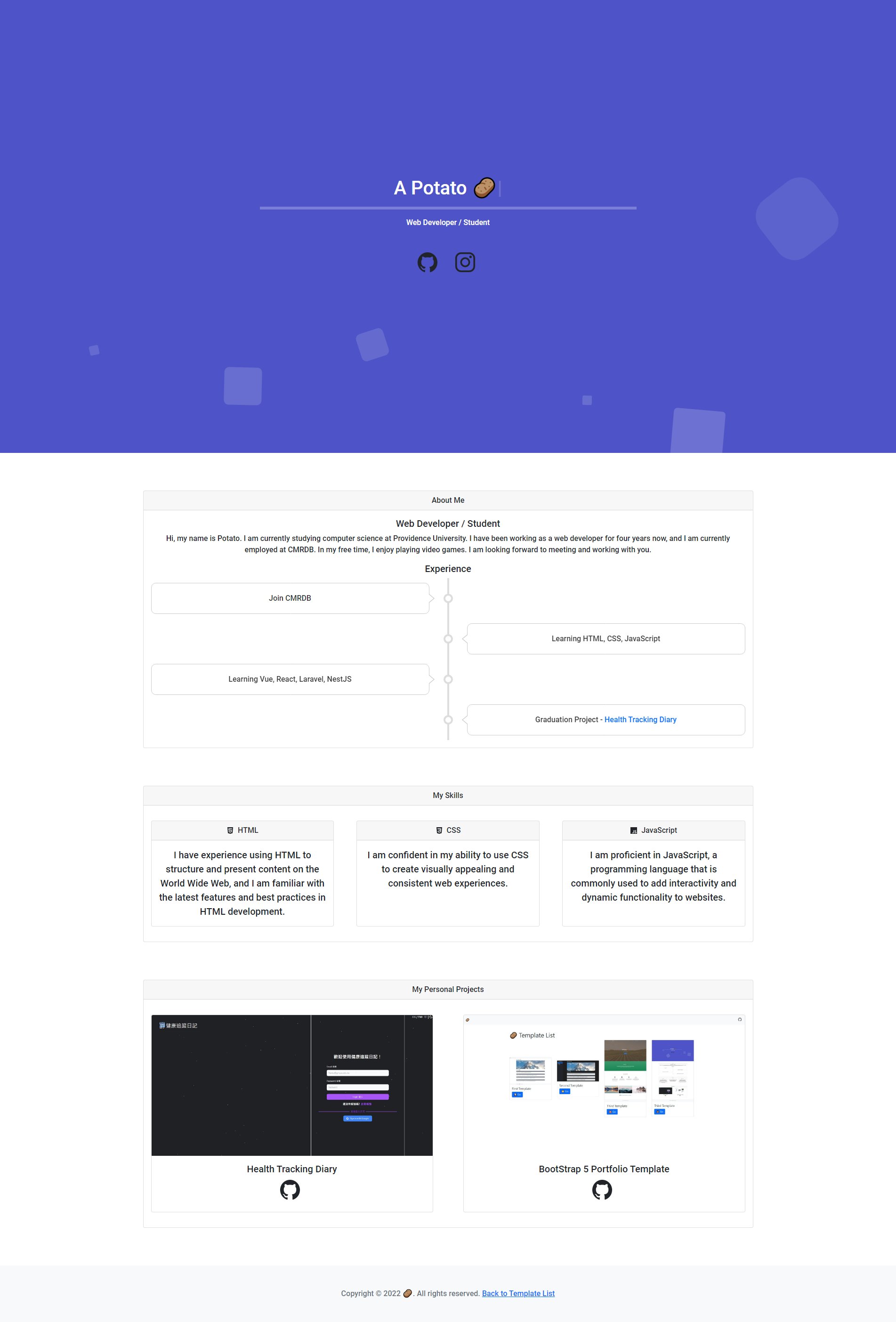 BootStrap 5 Portfolio Template BootStrap 5 Portfolio Template